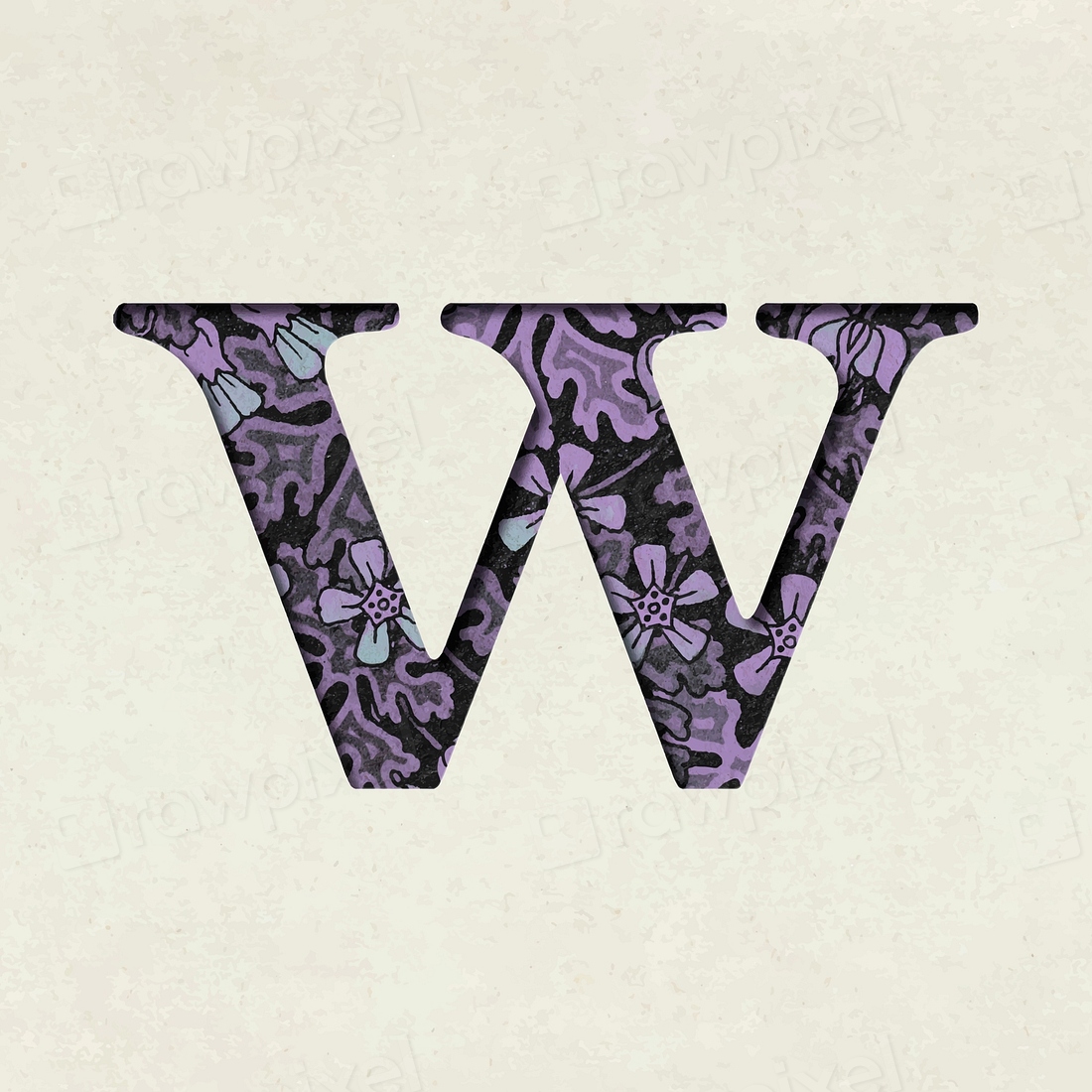Vintage floral purple lowercase letter | Premium Vector - rawpixel
