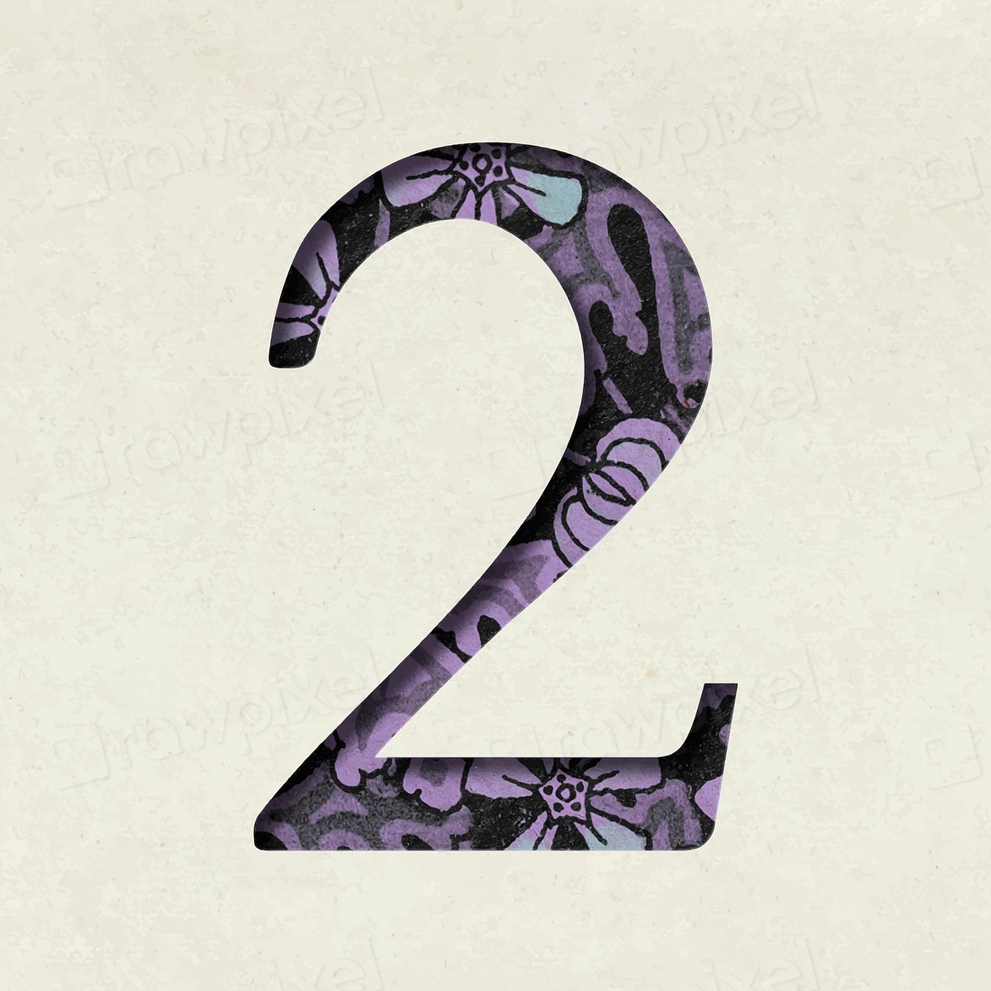 Vintage vector purple number two | Premium Vector - rawpixel