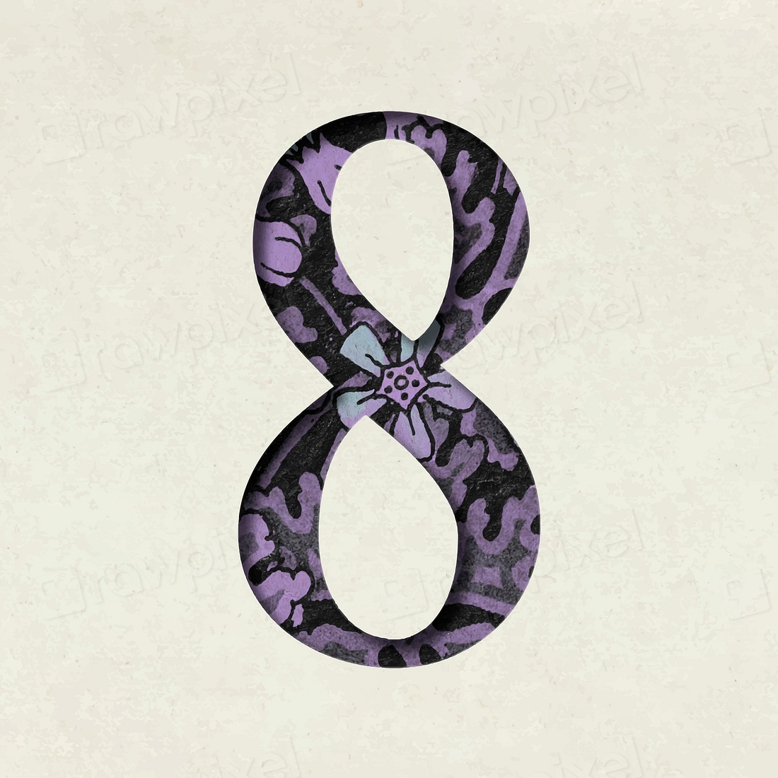 Vintage vector purple number eight | Free Vector - rawpixel