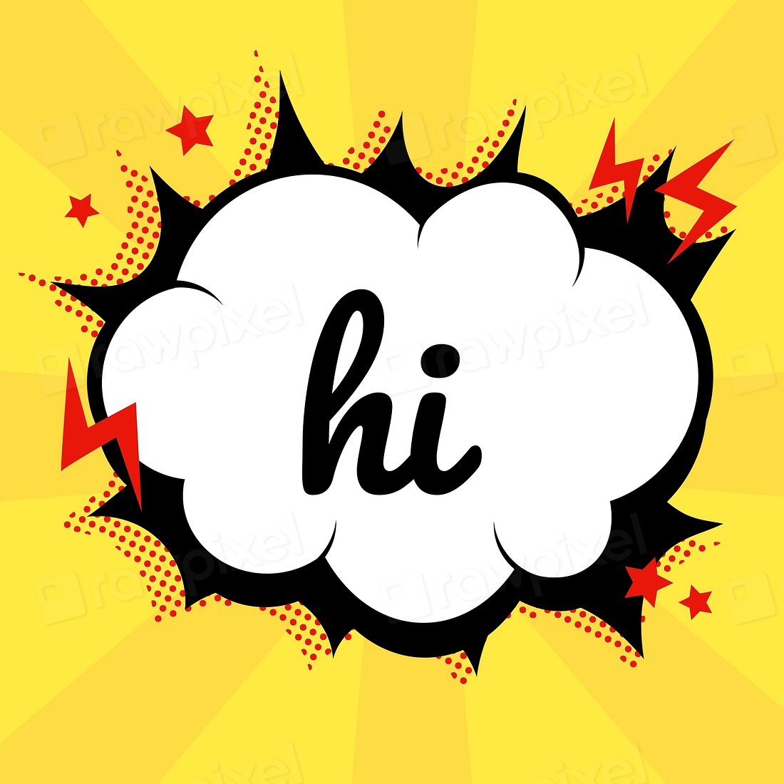 Hi word comic speech bubble | Free Photo - rawpixel