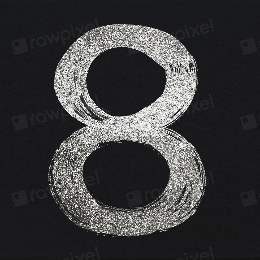 Silver glitter 8 number psd | Premium PSD - rawpixel