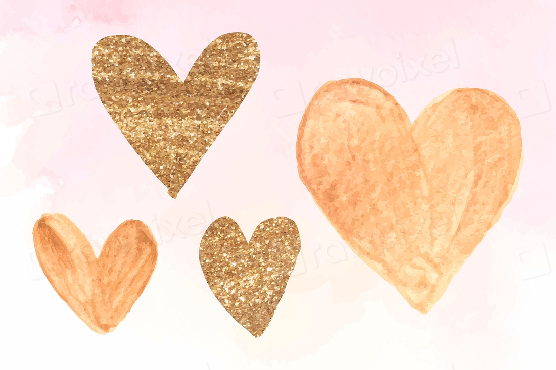 Gold heart sticker collection psd | Premium PSD - rawpixel