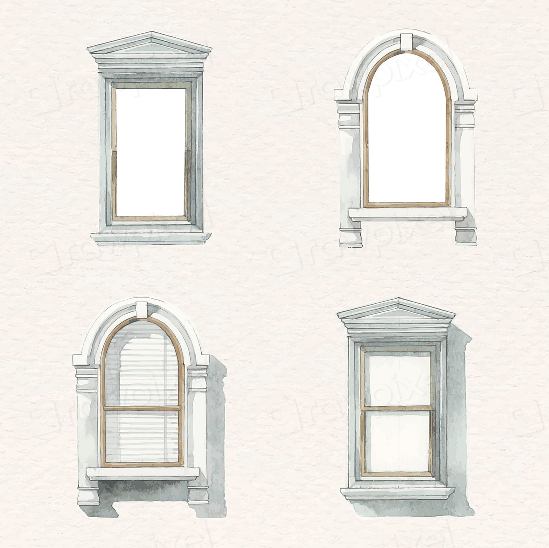 Vintage window architecture watercolor illustration | Free Photo - rawpixel