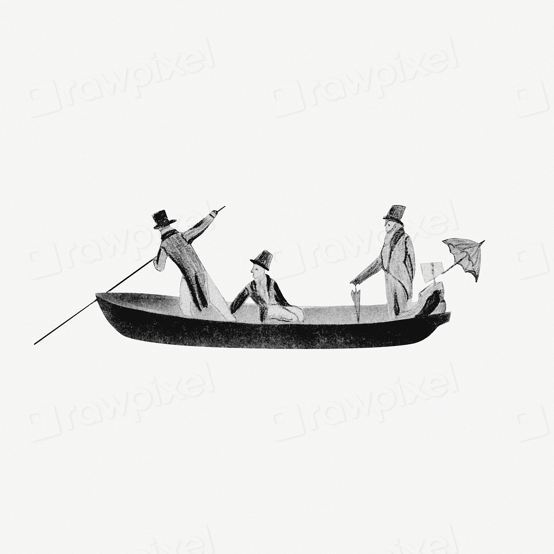 Victorian men rowing boat vintage | Premium PSD - rawpixel