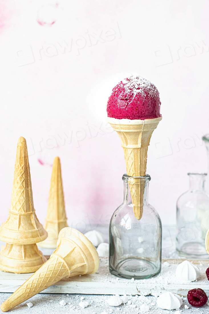 Raspberry ice cream cone glass | Premium Photo - rawpixel