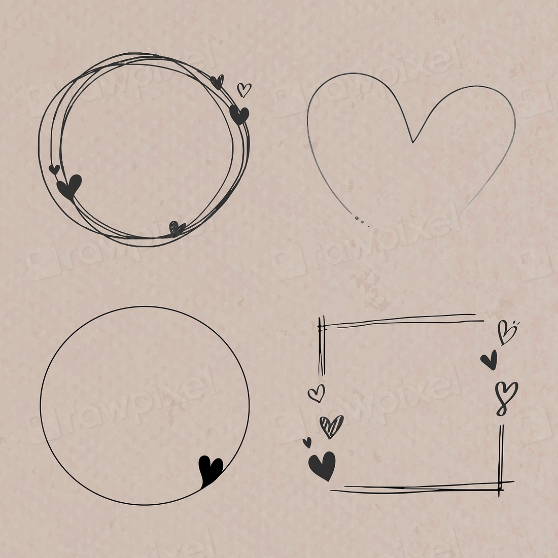 Doodle love frame collection vector | Premium Vector - rawpixel