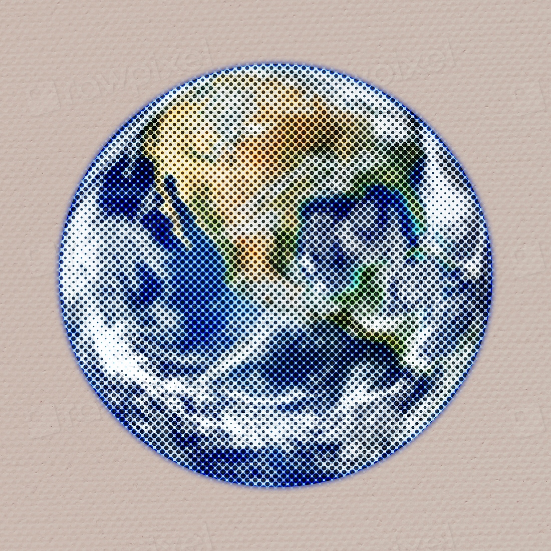 Halftone planet earth sticker | Premium PSD - rawpixel