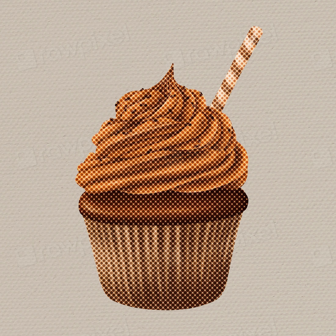 Halftone chocolate cupcake sticker design | Premium PSD - rawpixel