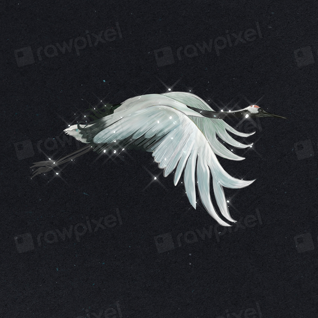Sparkling white Japanese crane design | Premium PSD - rawpixel