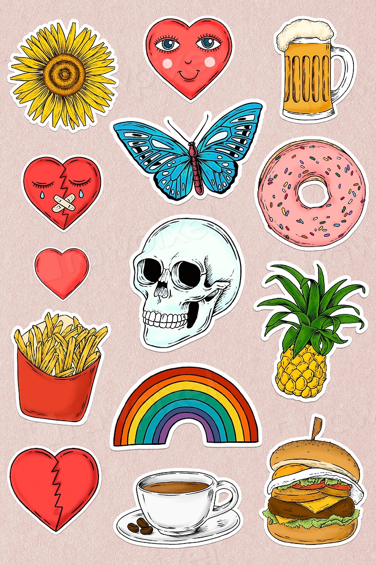 Colorful sticker set design resources | Premium PSD - rawpixel