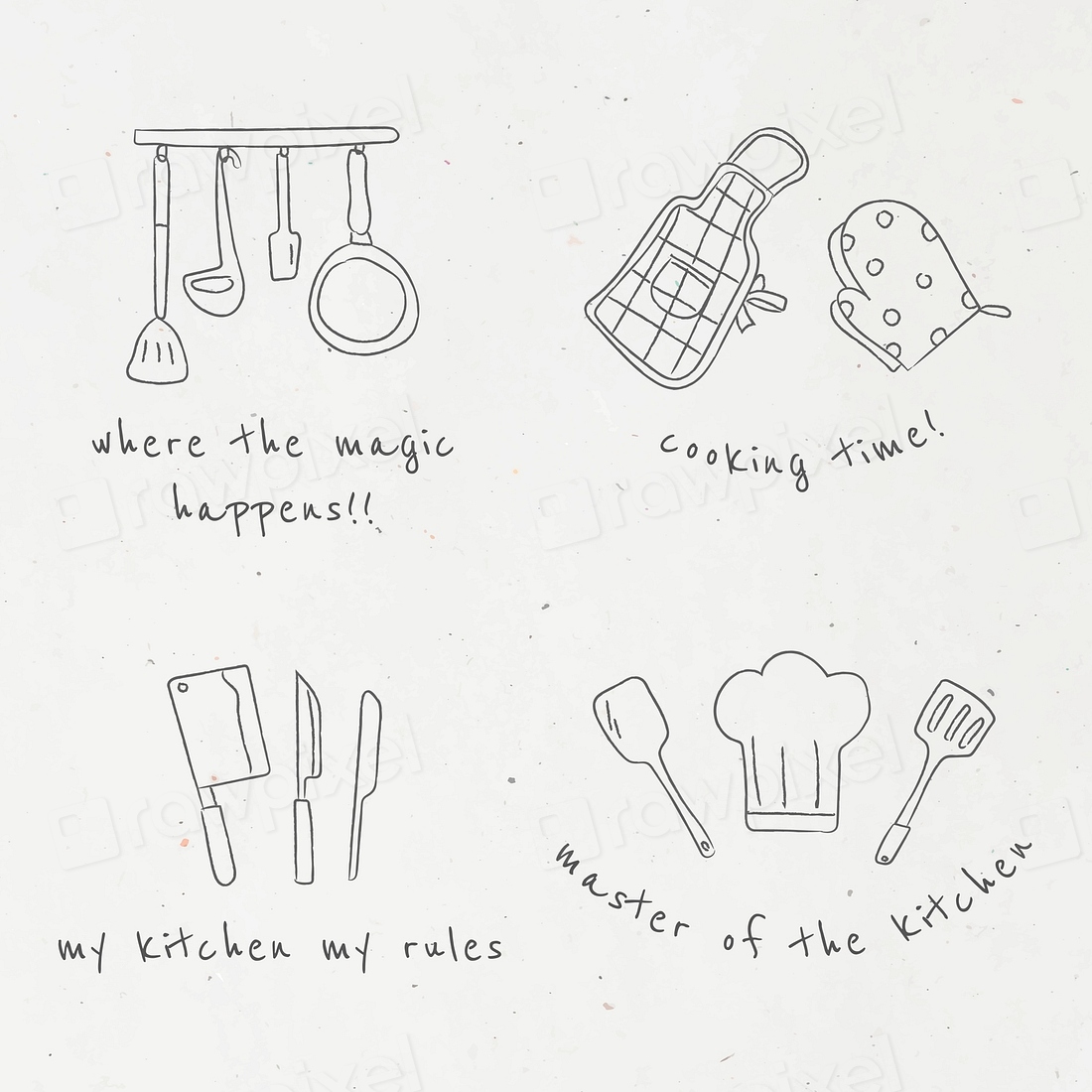 Cute kitchen utensils doodle stickers | Premium Vector - rawpixel