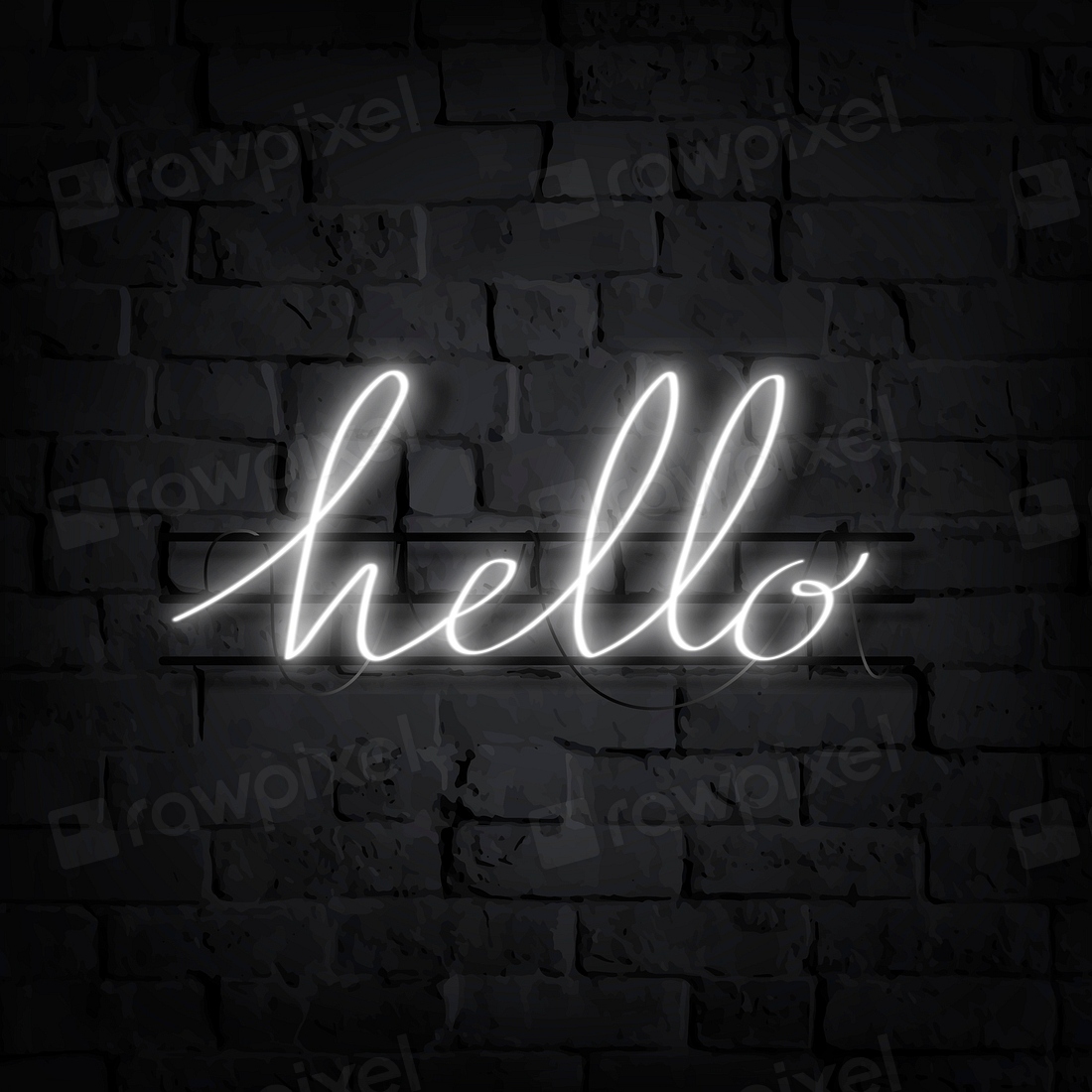 Cursive hello neon sign black | Premium Vector - rawpixel