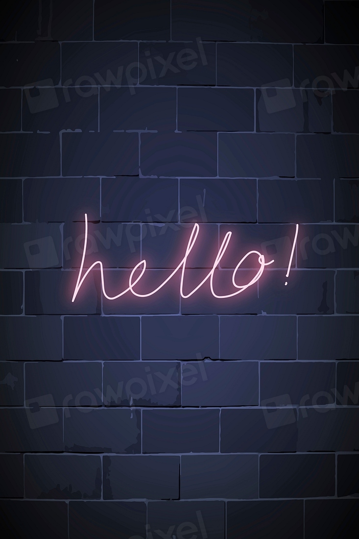 Hello neon sign brick wall | Premium Vector - rawpixel