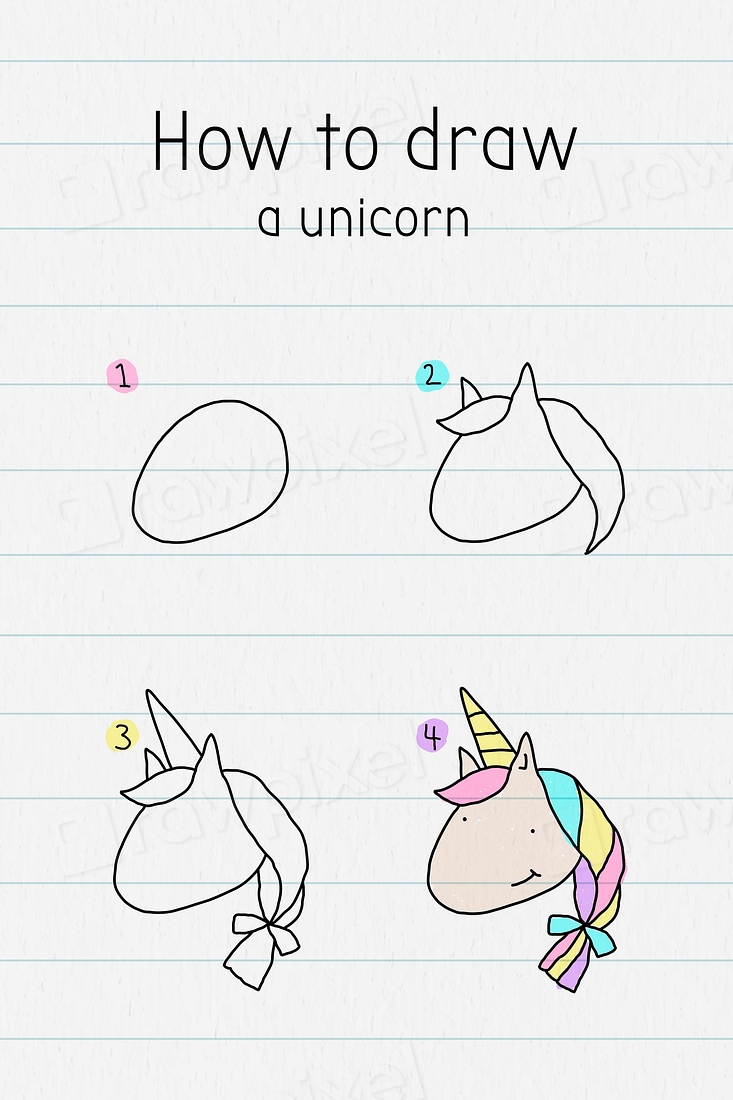 How draw unicorn doodle tutorial | Premium Vector - rawpixel