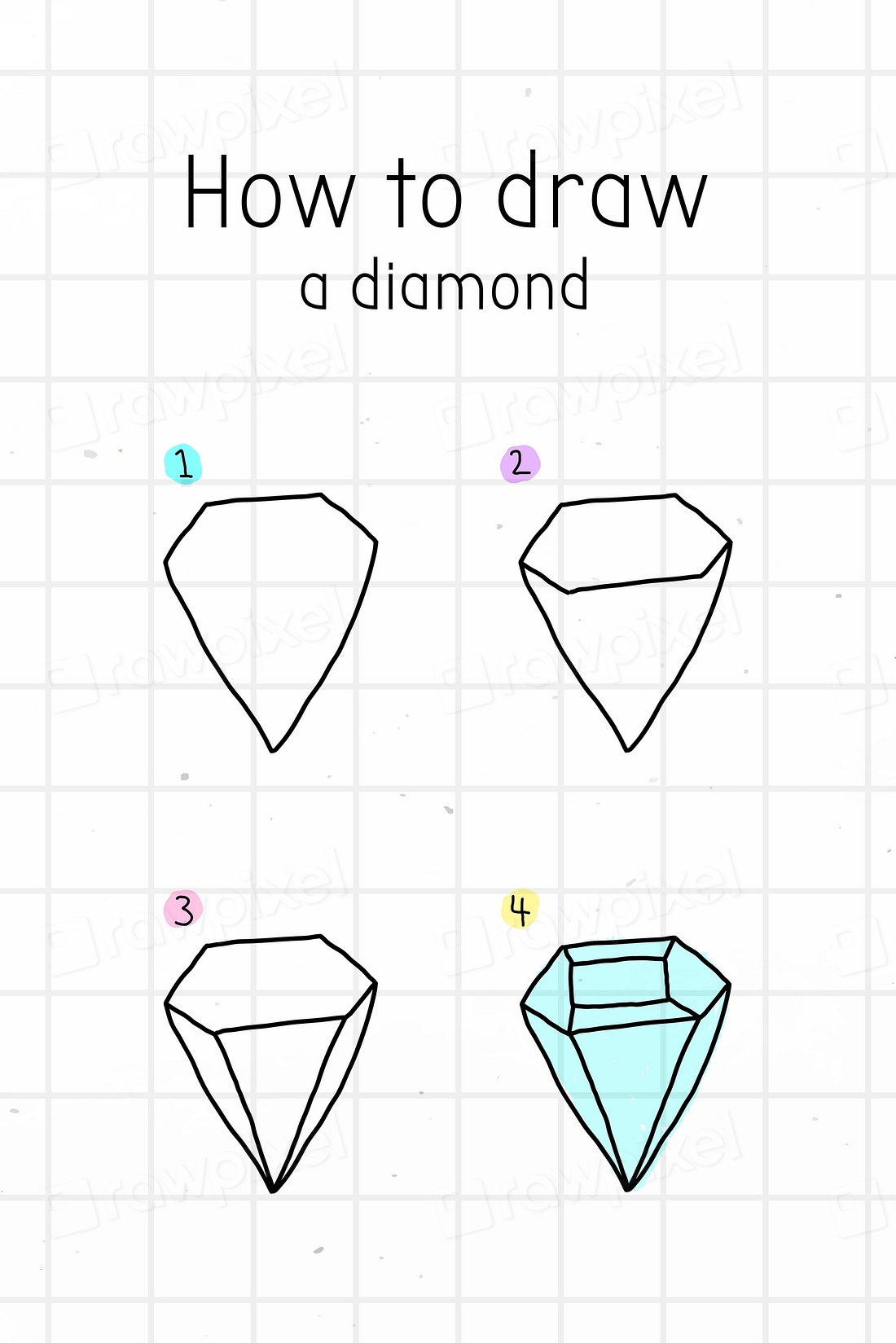 How draw diamond doodle tutorial | Premium Vector - rawpixel