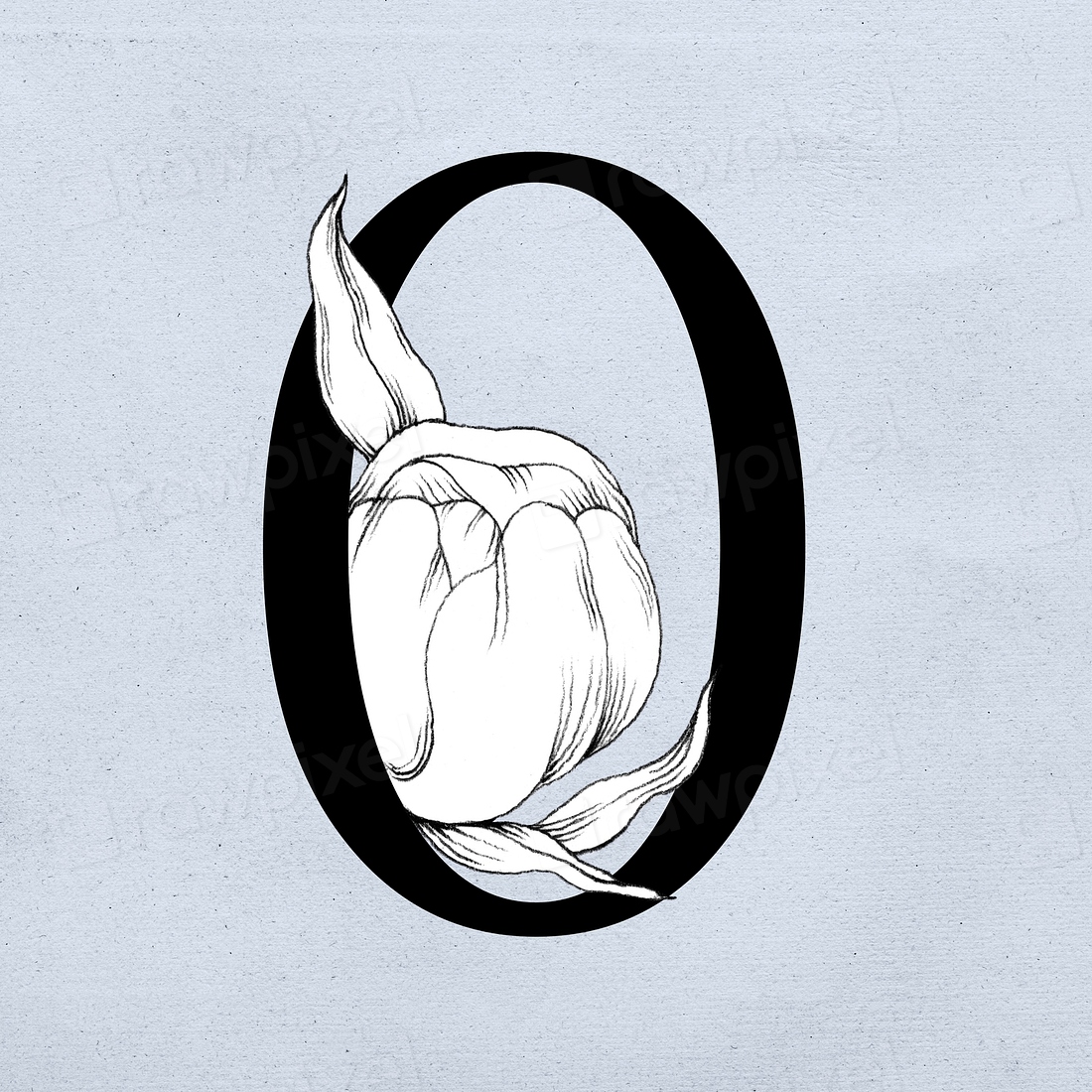 Psd number 0 font floral | Premium PSD - rawpixel