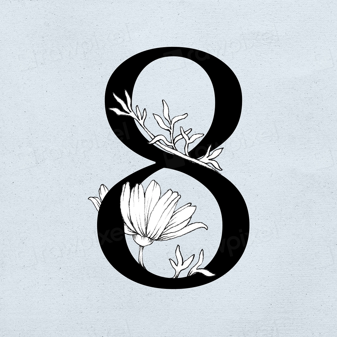 Number 8 font botanical decorated | Premium Photo - rawpixel