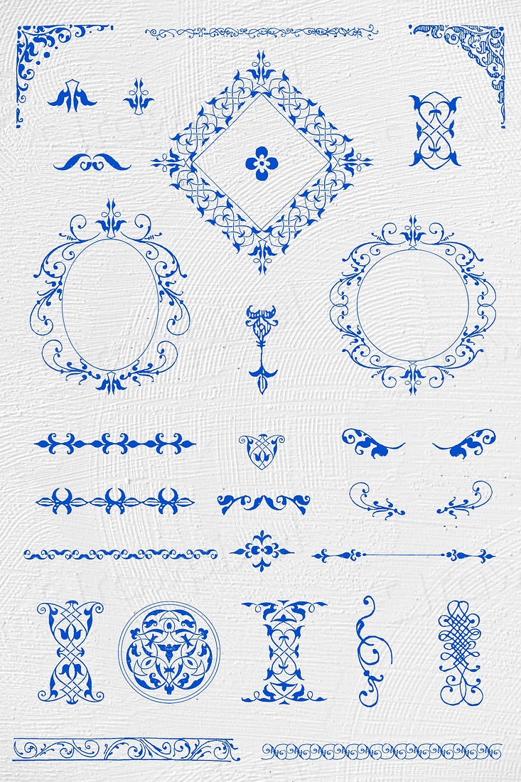 Psd vintage blue ornamental element | Premium PSD - rawpixel