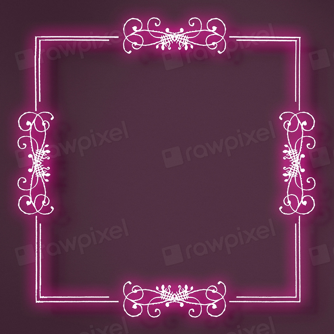 Neon pink filigree frame border | Premium PSD - rawpixel