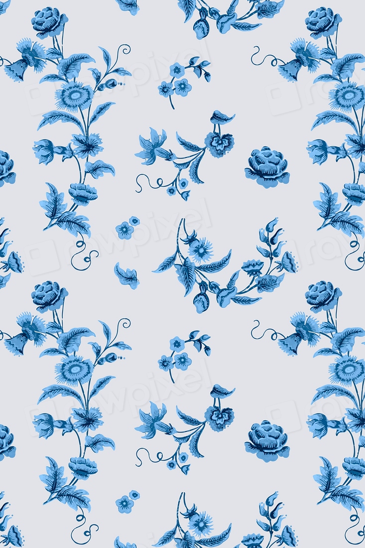 Vector blue floral pattern vintage | Premium Vector - rawpixel