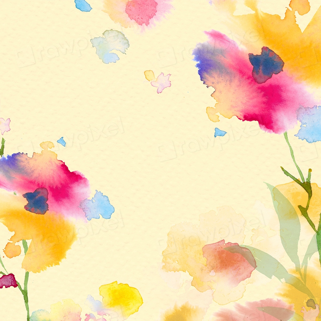 Spring floral border background yellow | Free Photo - rawpixel