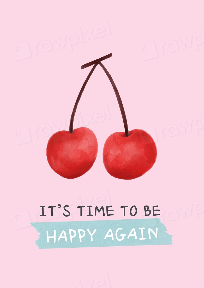 Cute cherry poster template, watercolor | Premium Vector Template ...