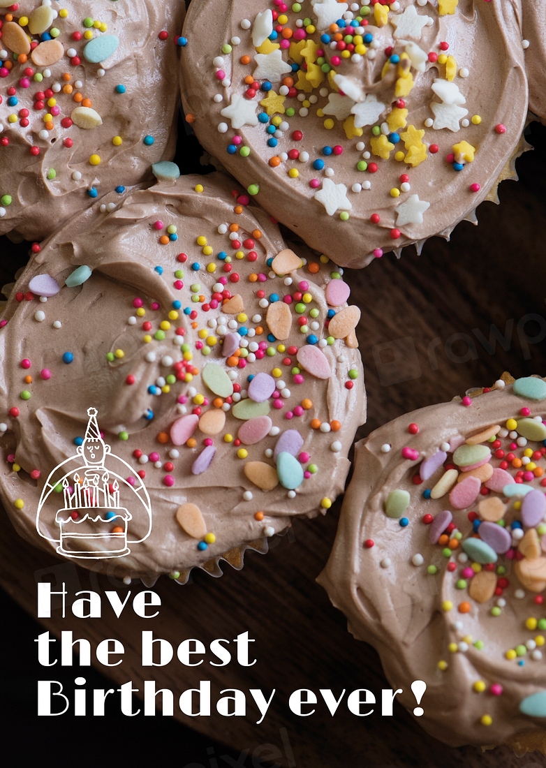 Birthday cupcakes poster template, food | Premium PSD Template - rawpixel