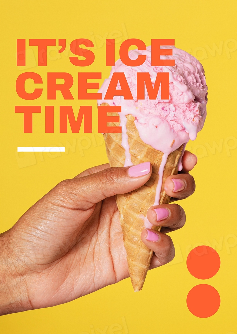 Melting ice-cream poster editable template, | Premium Vector Template ...