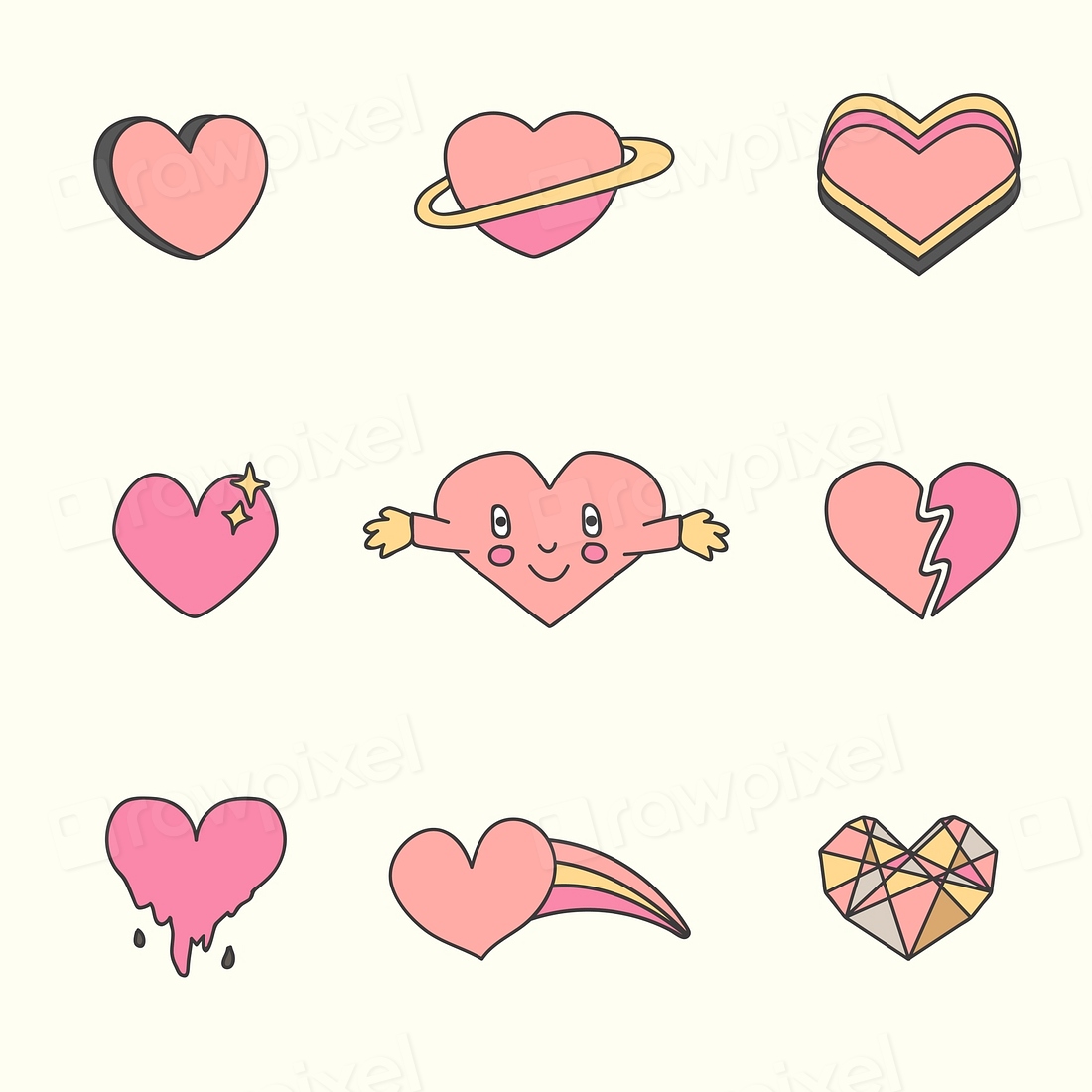 Pink heart design collection vector | Premium Vector - rawpixel