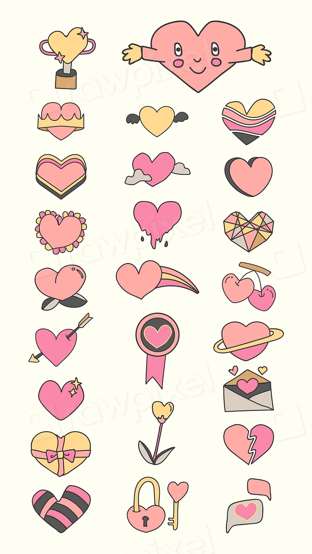 Pink heart design collection vector | Premium Vector - rawpixel
