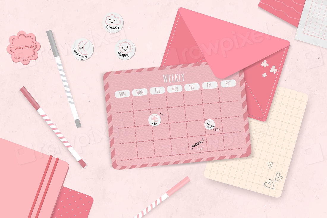 Pink stationery planner set vector | Premium Vector - rawpixel