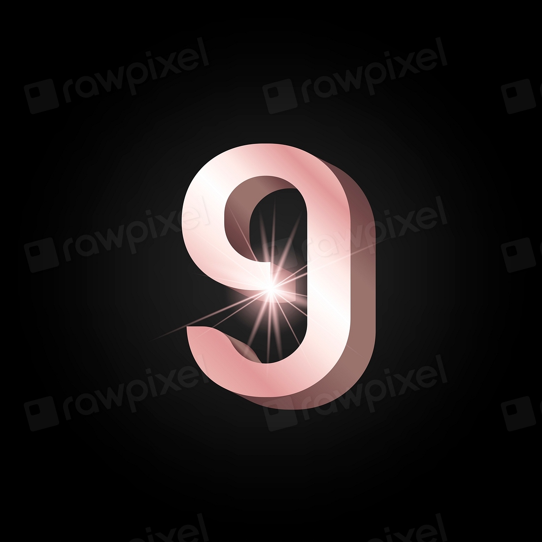 Number 9 metallic rose gold | Premium Vector - rawpixel