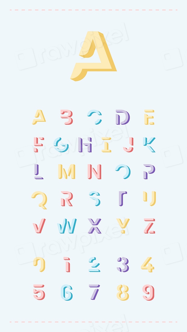 English alphabet pastel typography vector | Premium Vector - rawpixel