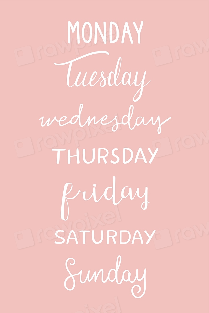 Weekdays typography collection vector | Vector - rawpixel
