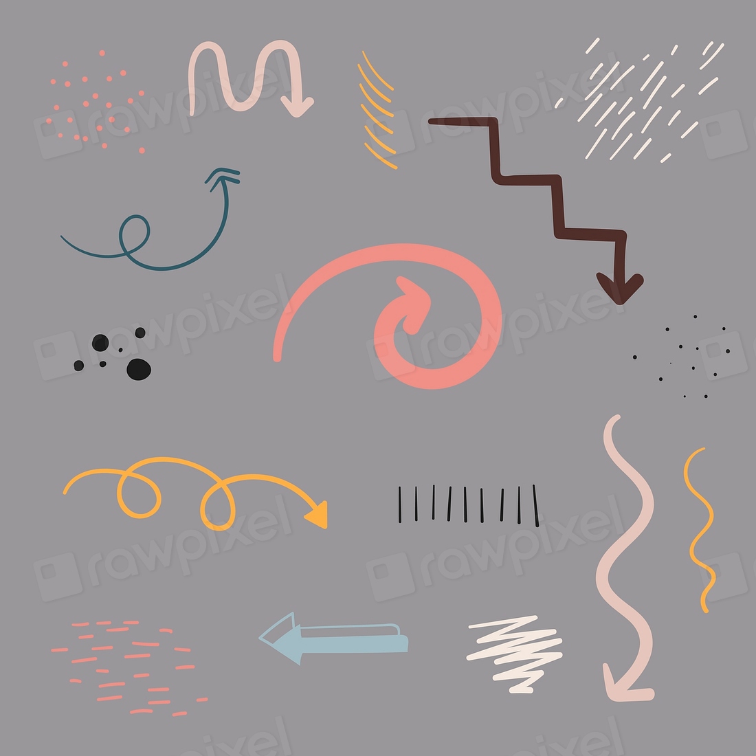 Pastel arrow doodle vector collection | Premium Vector - rawpixel