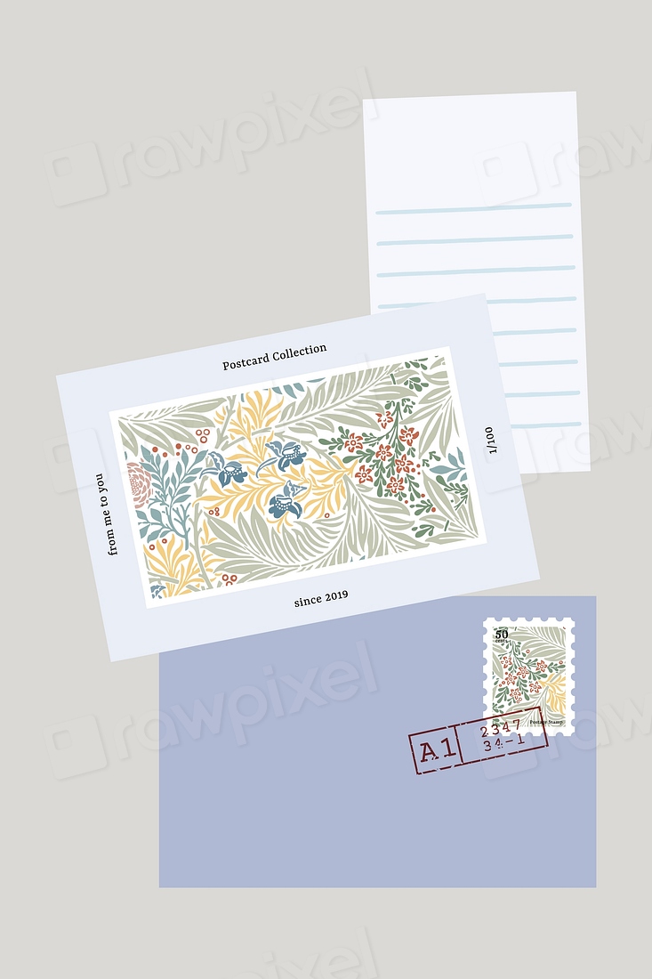 William Morris pattern postcard vector | Premium Vector - rawpixel