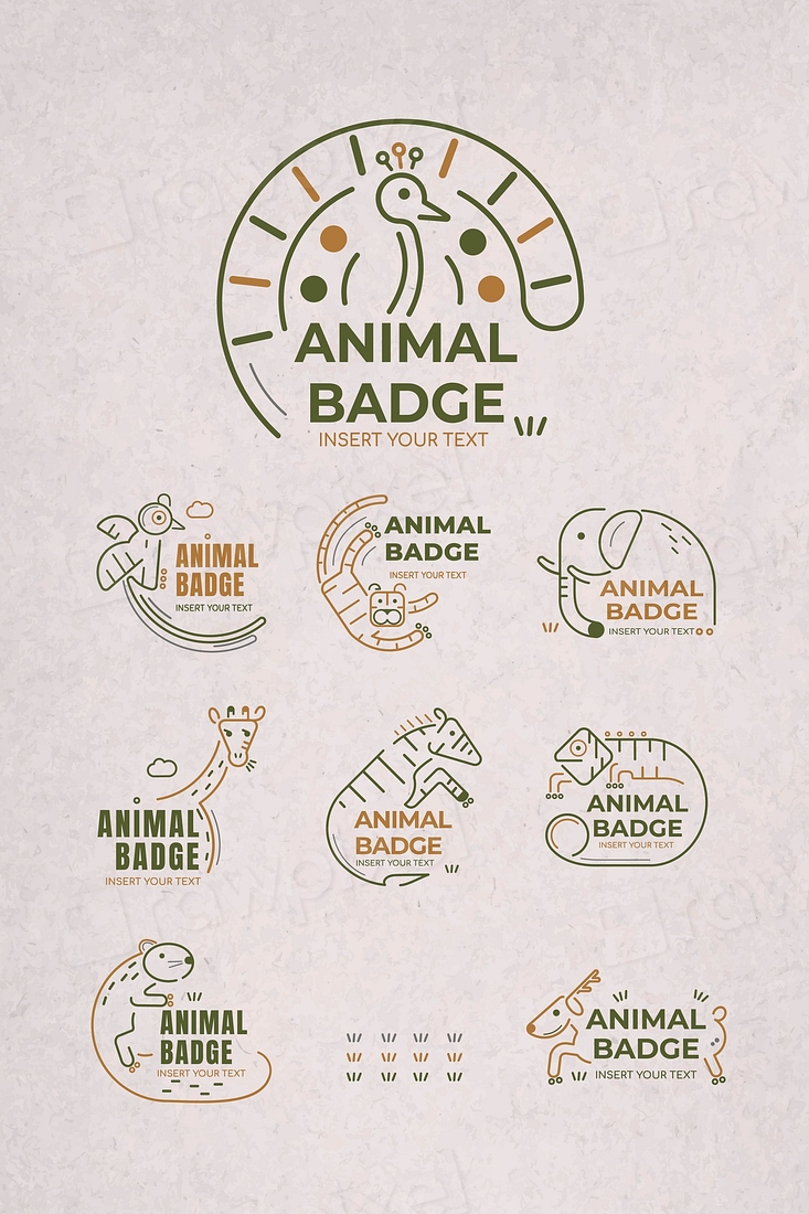 Animal badge design elements vector | Free Vector - rawpixel
