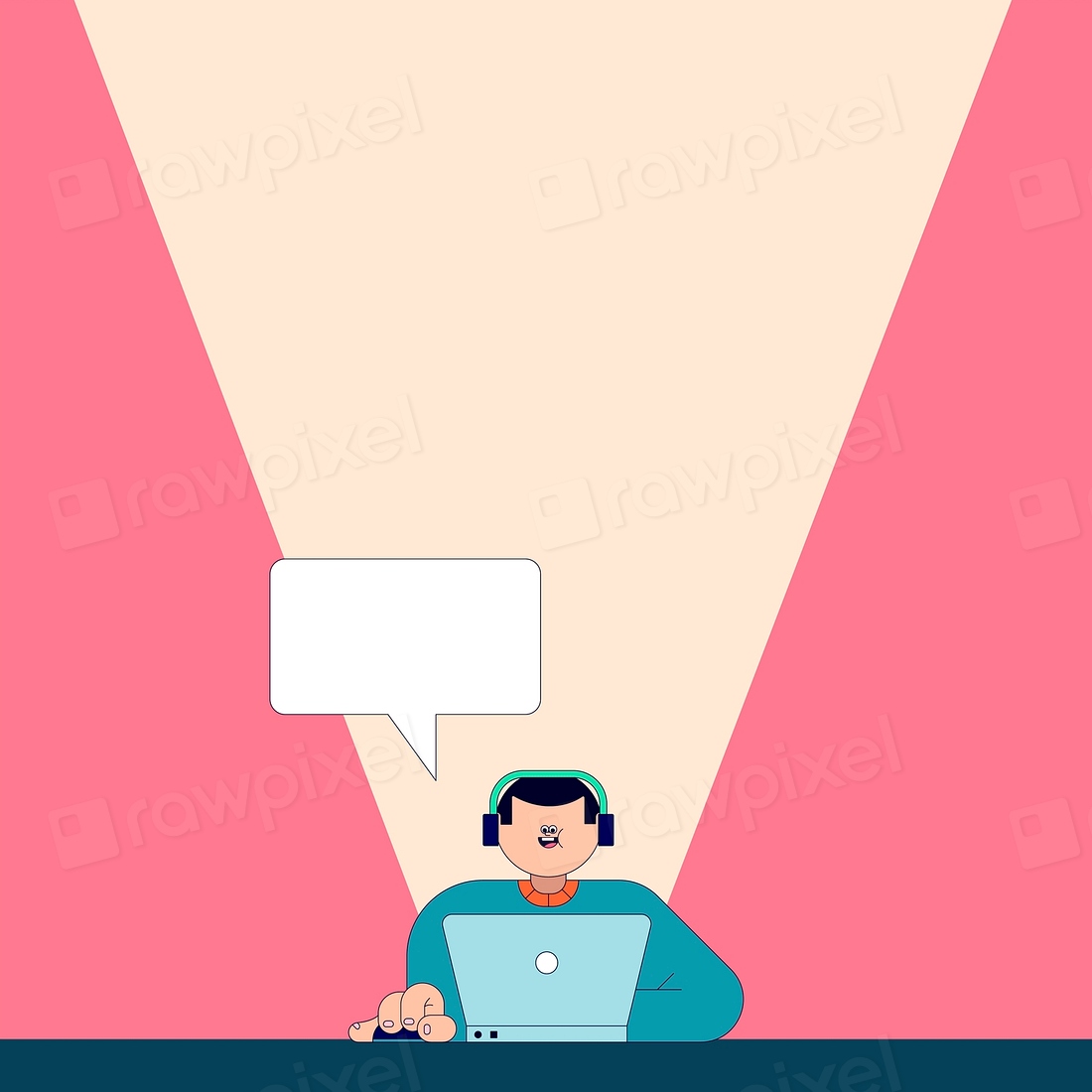 Illustration young man texting laptop | Premium Vector Illustration ...
