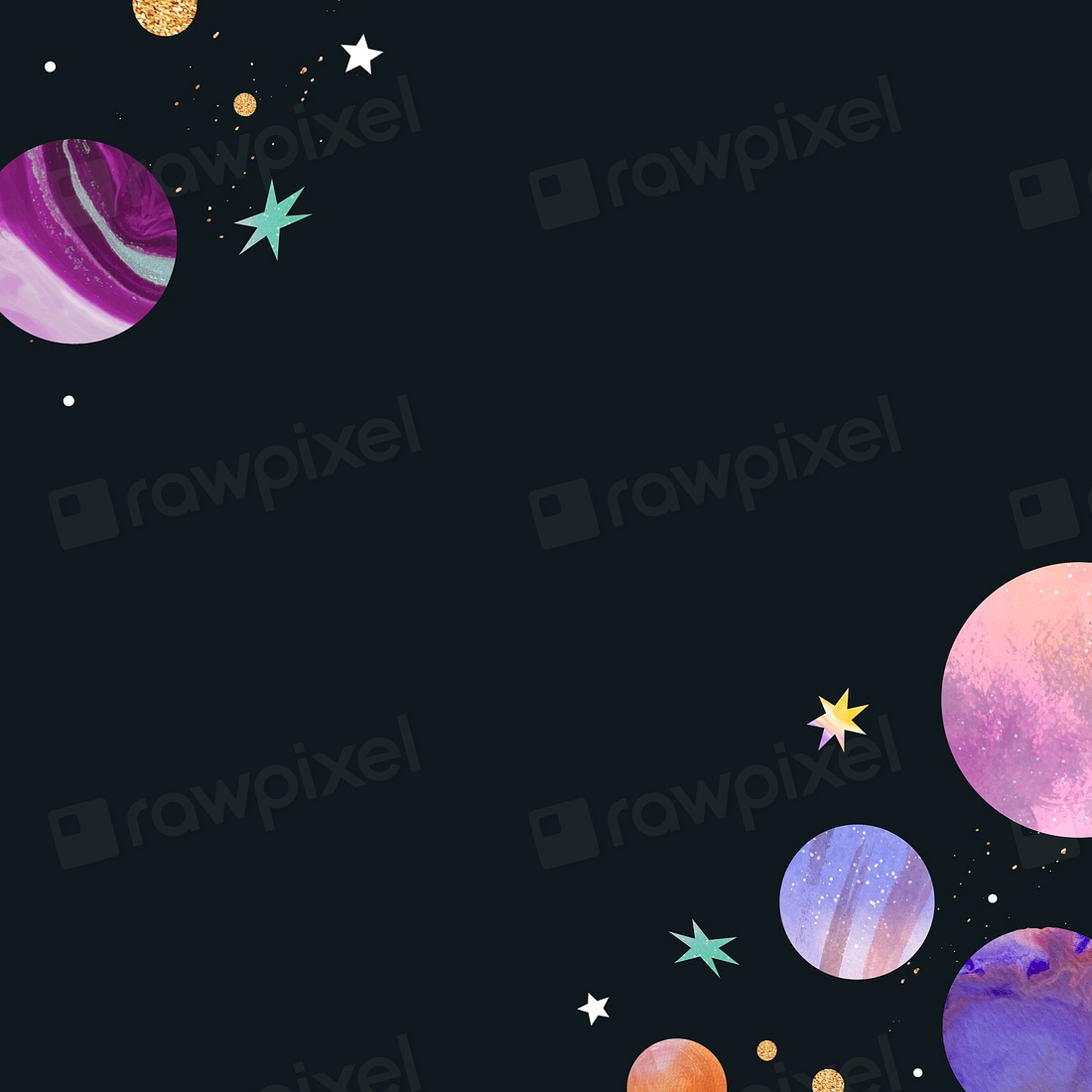 Colorful galaxy watercolor doodle frame | Premium Vector - rawpixel