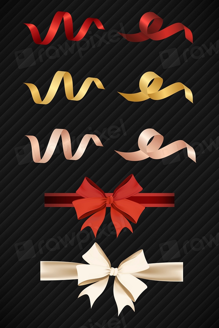 Metallic ribbon and bow element | Premium PSD - rawpixel