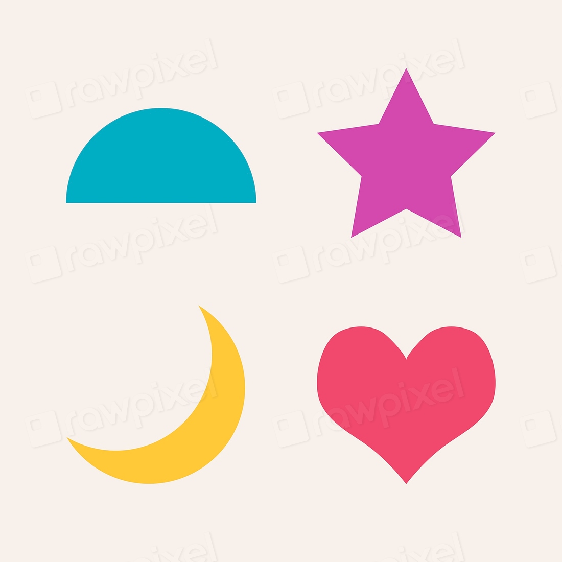 Colorful flat geometric shapes set | Free Vector - rawpixel