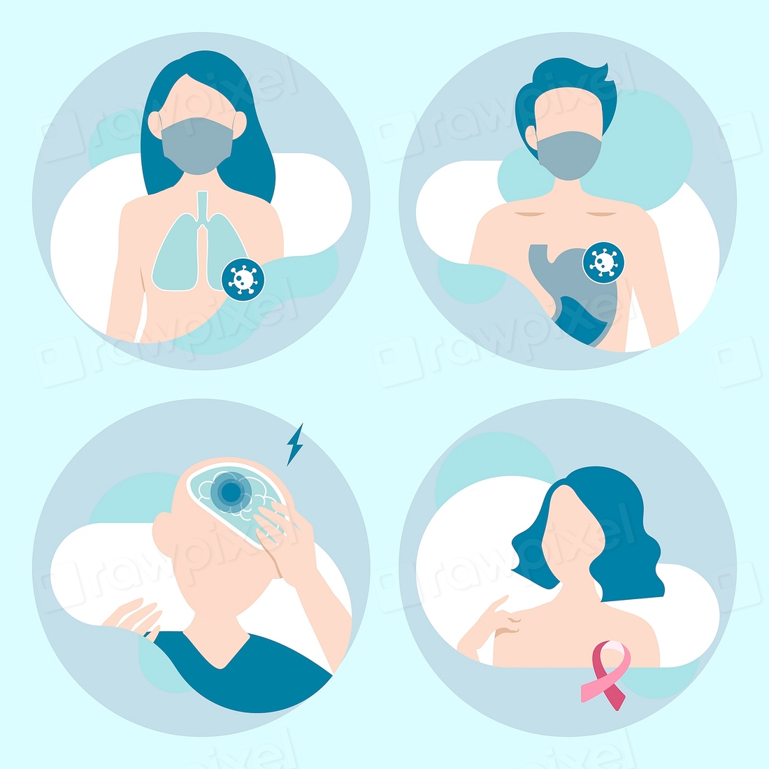 Cancer awareness character set vector | Free Vector - rawpixel