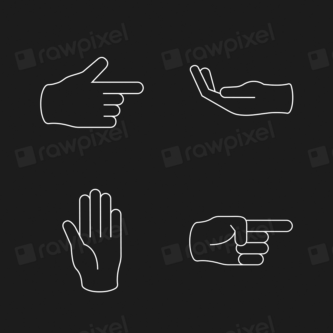 Hand signals set vector | Free Vector - rawpixel