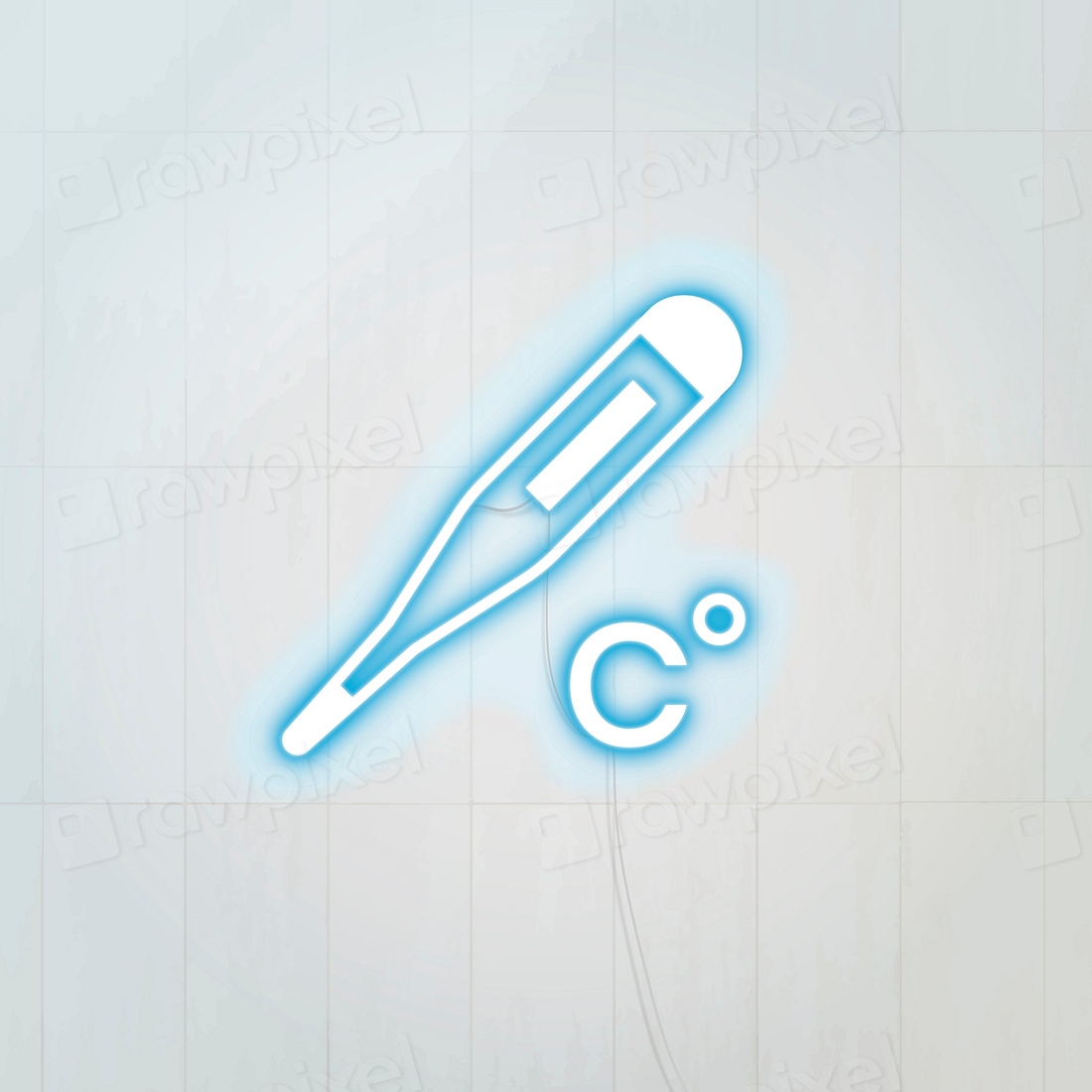 Blue thermometer neon sign vector | Free Vector - rawpixel