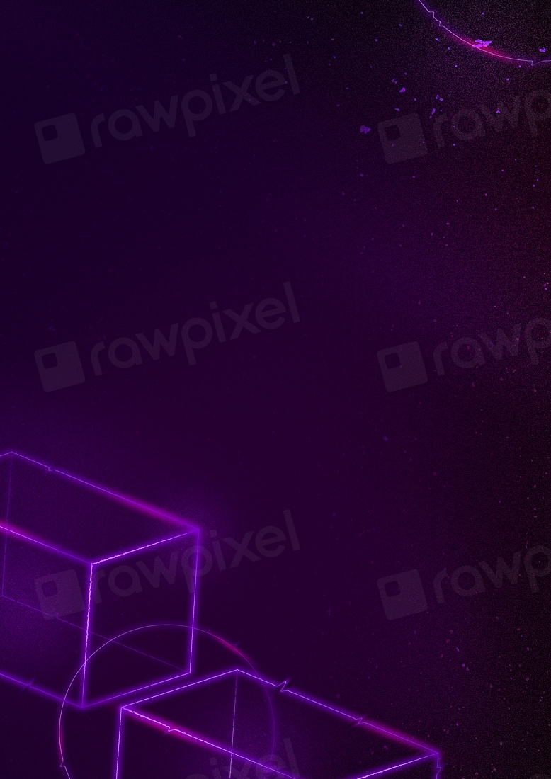 Geometric purple neon 3D cuboid | Free Photo - rawpixel