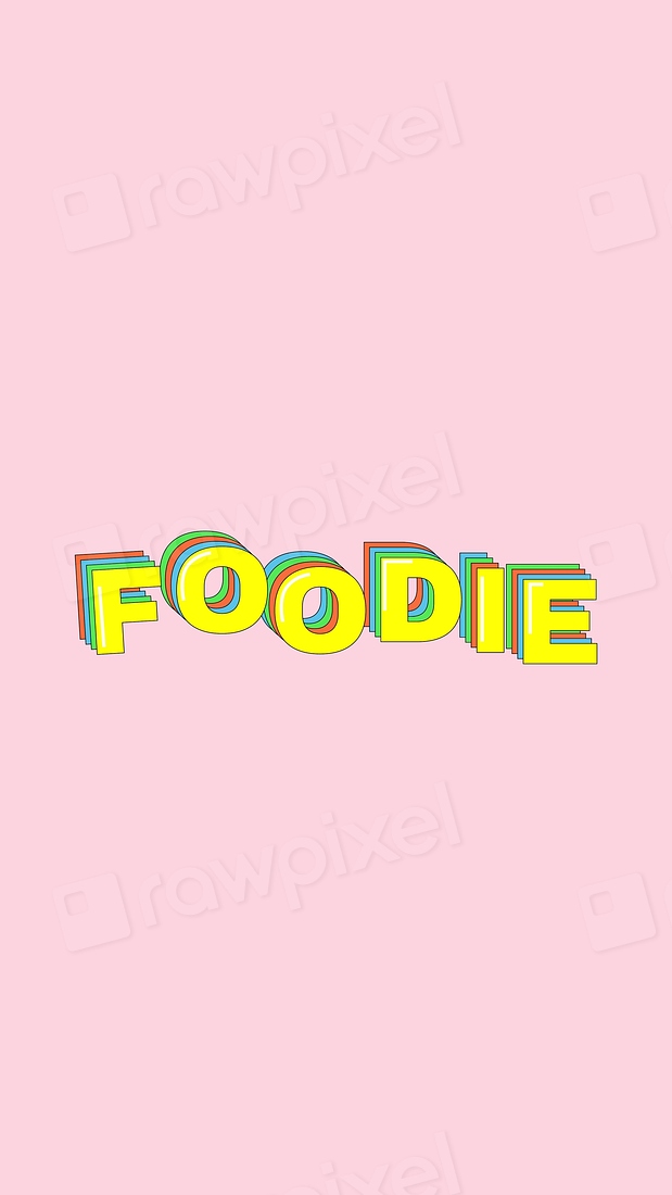 Yellow FOODIE word typography pink | Free Photo - rawpixel