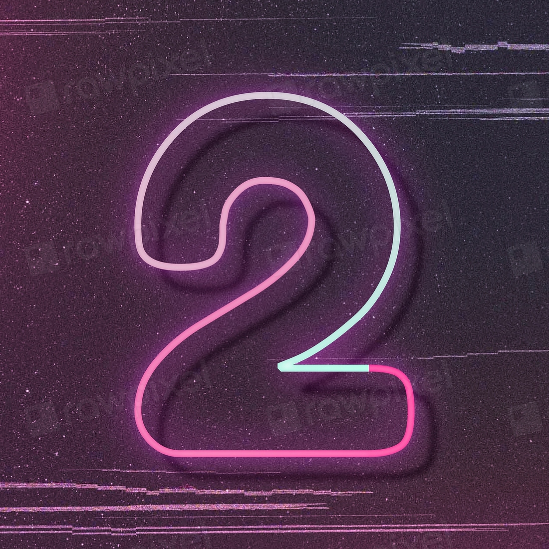 Pink neon glow number 2 | Premium Vector - rawpixel