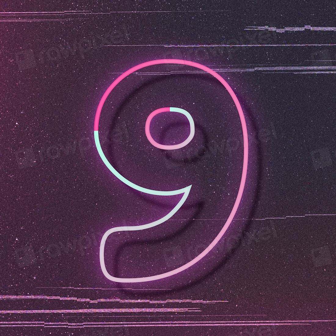 Pink neon glow number 9 | Premium Vector - rawpixel