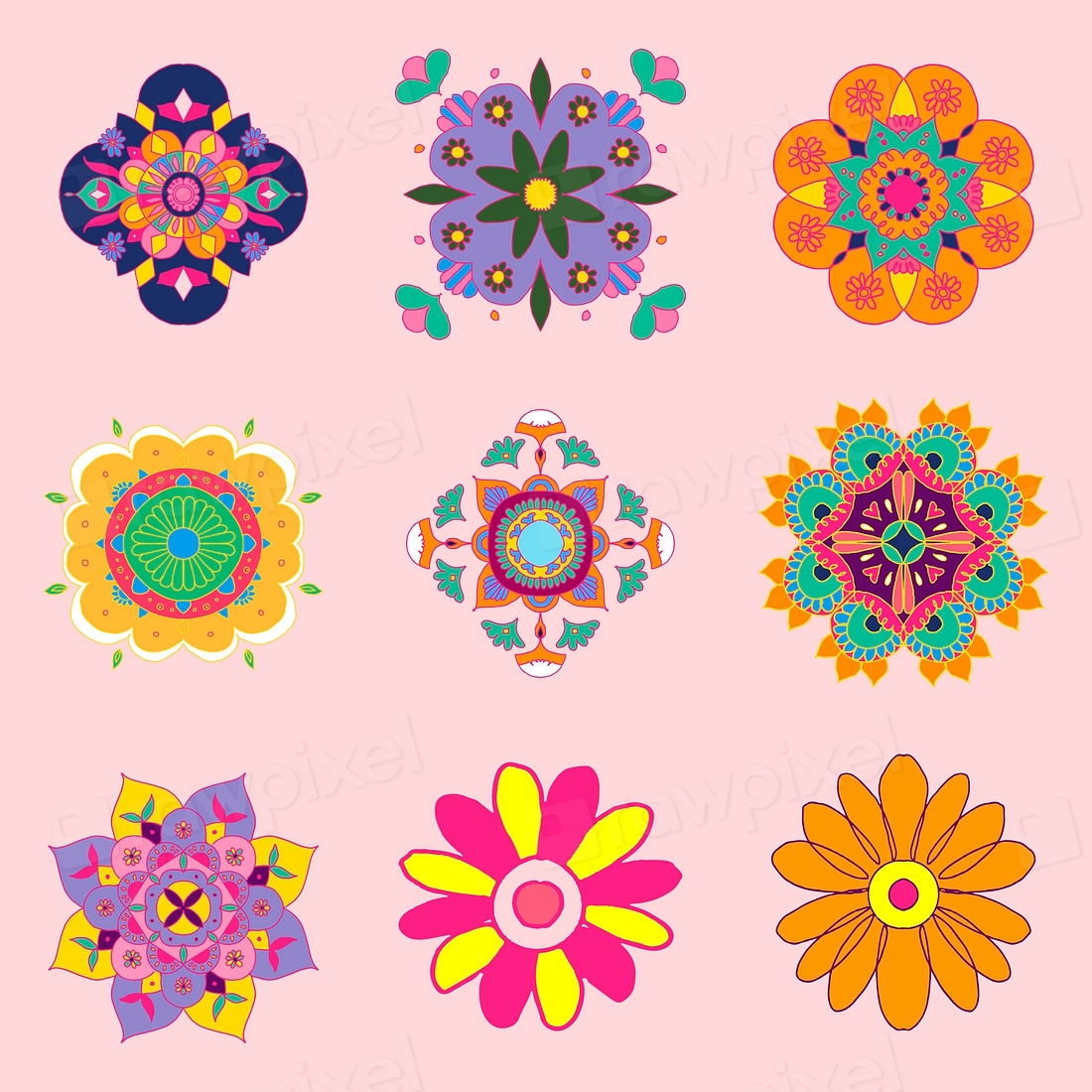 Diwali Indian rangoli vector flower | Premium Vector - rawpixel