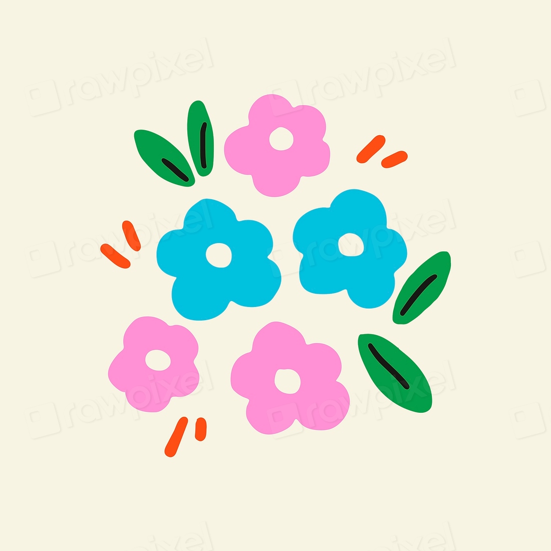 Cute flower sticker collage element | Premium Vector - rawpixel
